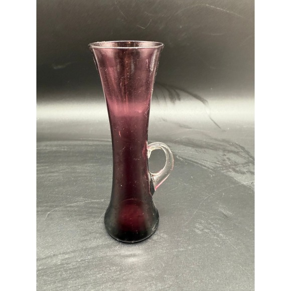 Accents | Vintage Amethyst Glass Bud Vase With Clear Handle Small Hand ...